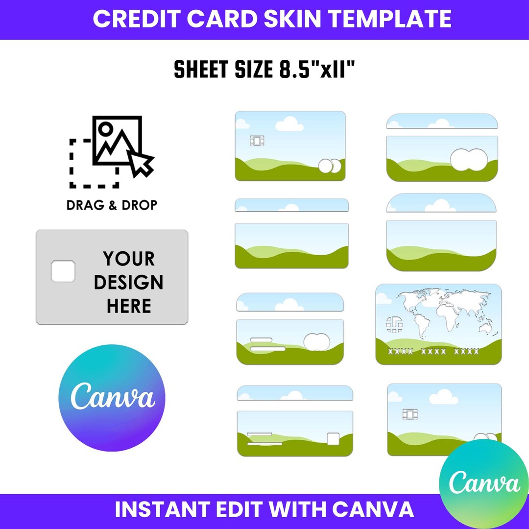 Canva Credit Card Skin Template Canva, Credit Card Sticker, Debit ...