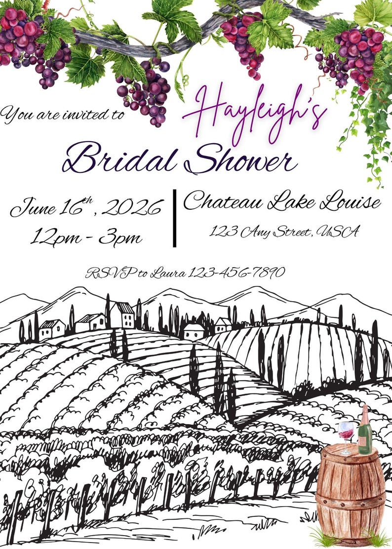 Rustic Winery |customizable Printable Invite|birthday, Wedding, Bridal ...