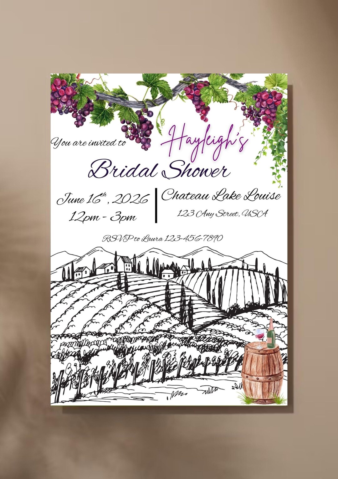 Rustic Winery |customizable Printable Invite|birthday, Wedding, Bridal ...