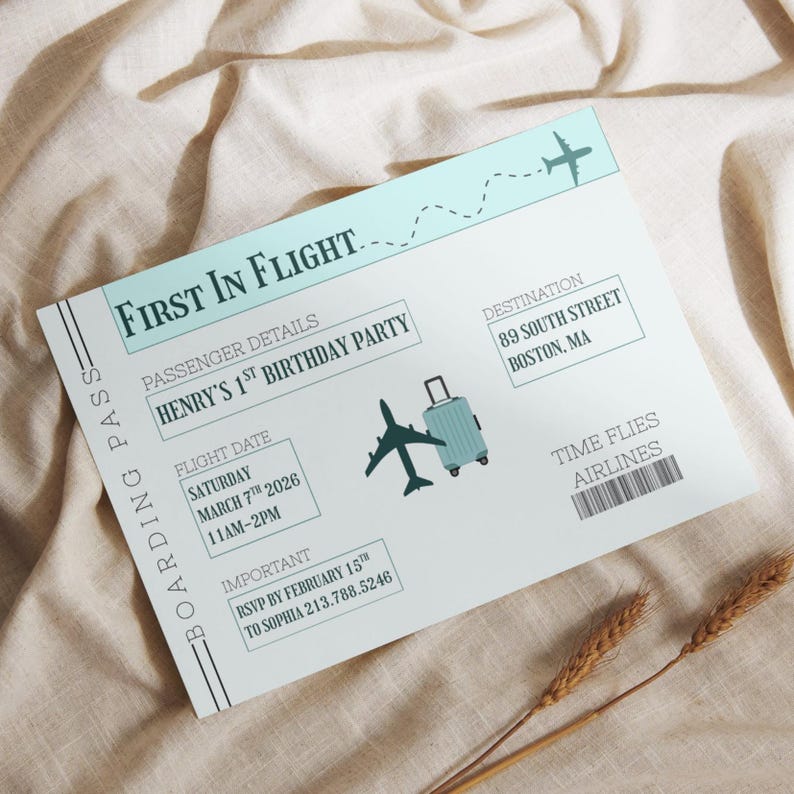 First in Flight 1st Birthday Invitation | Airplane | Time Flies ...