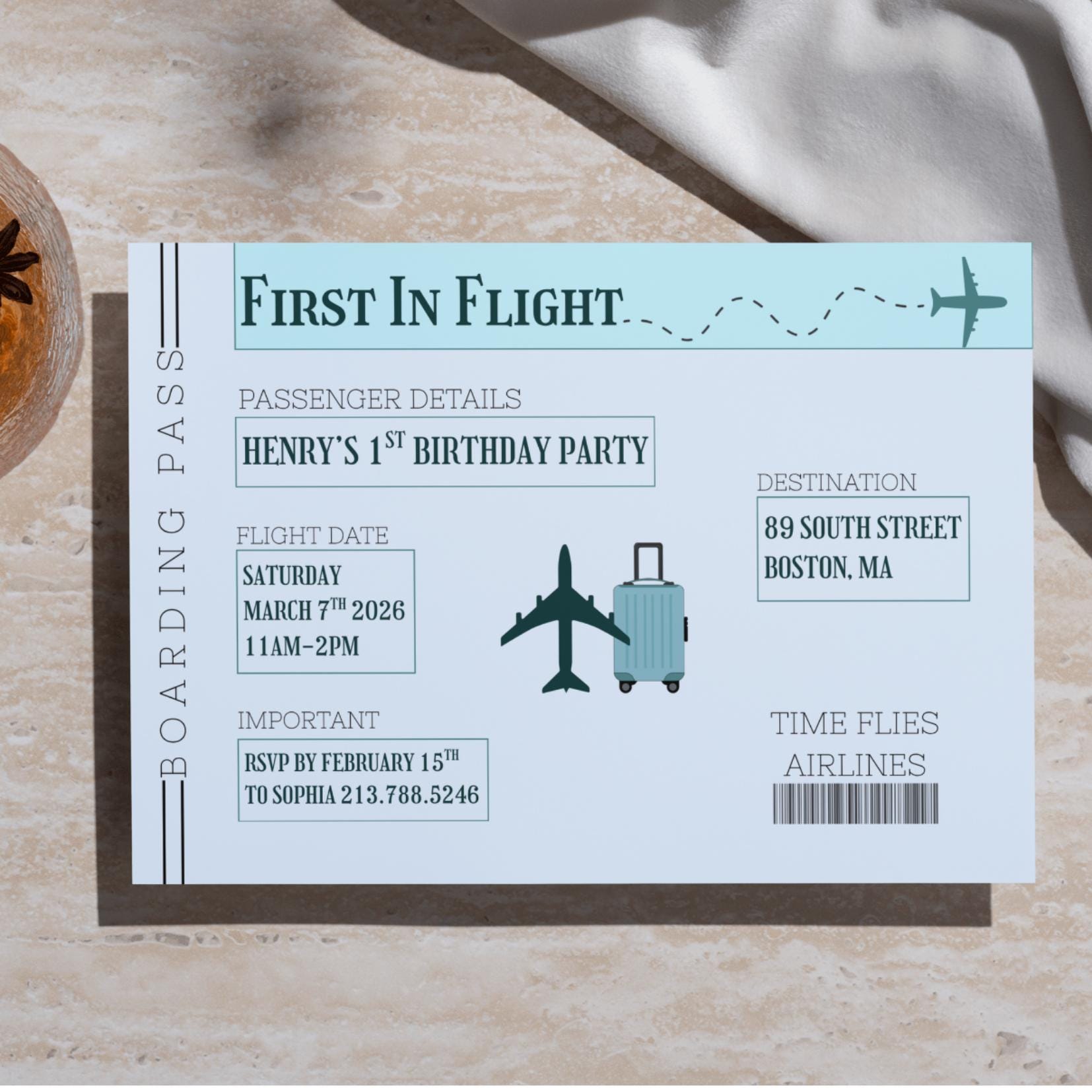 First in Flight 1st Birthday Invitation | Airplane | Time Flies ...