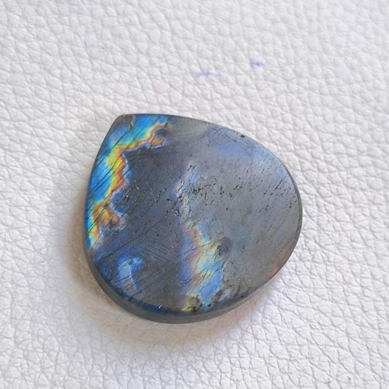 Natural Blue Flash Labradorite Heart Cabochon, Hand Polished Gemstone ...