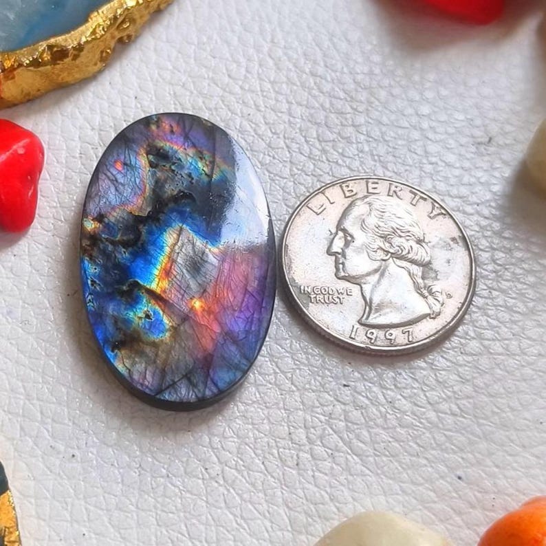 Labradorite Oval Cabochon Purple Fire, High Flash Natural Gemstone for ...