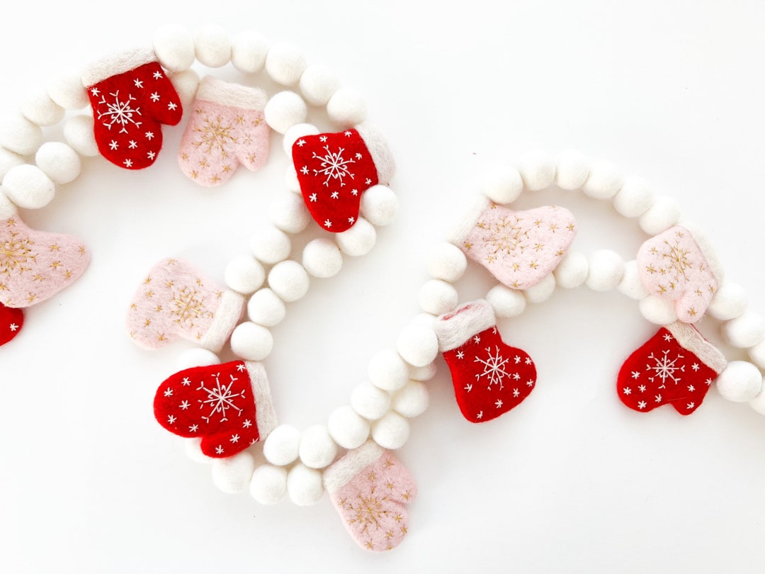Simply Mittens & Stockings Holiday Felt Ball Garland - 4 Color Options ...