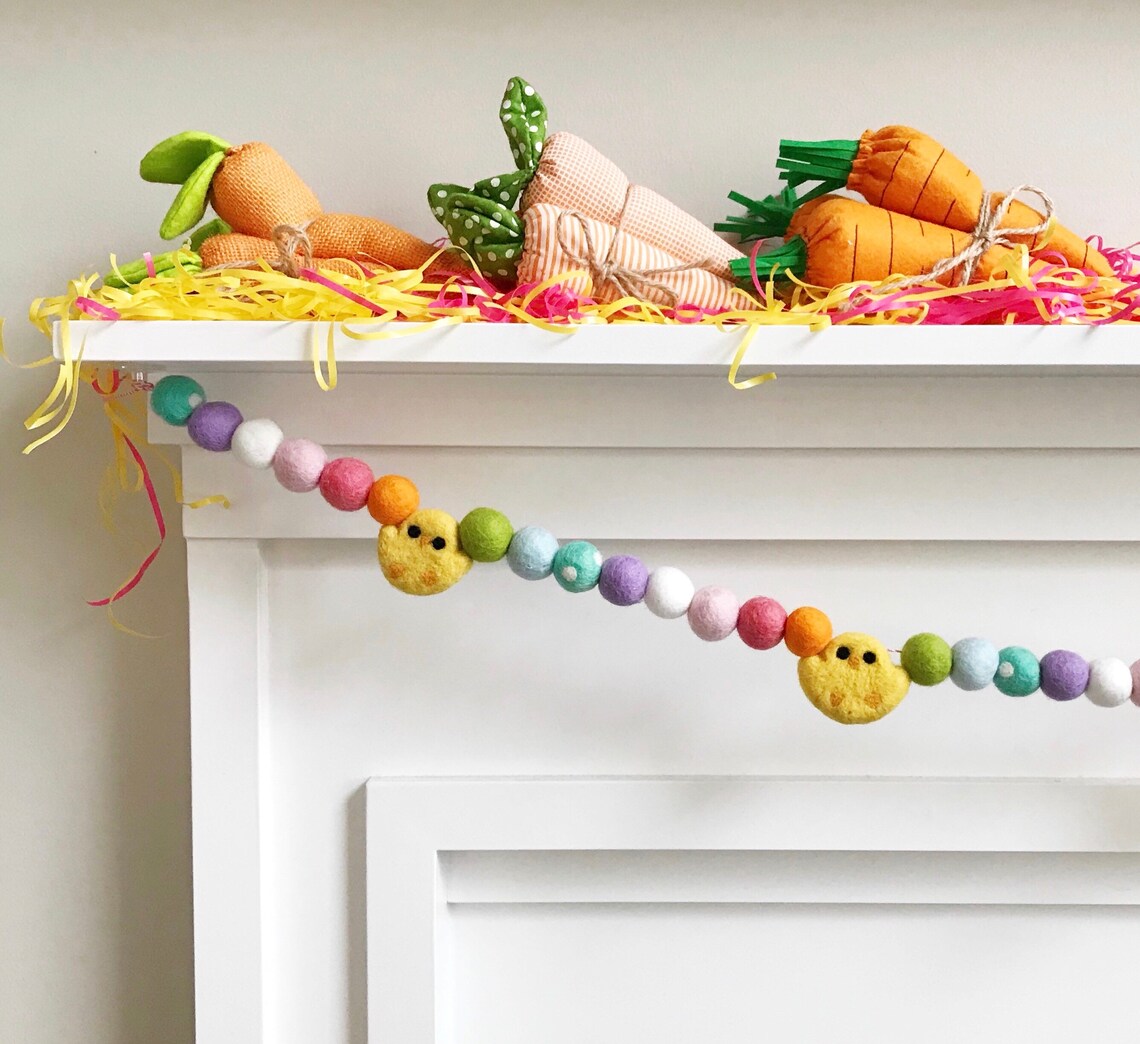 Baby Chick Felt Ball Garland Banner Bunting Easter Spring - Etsy