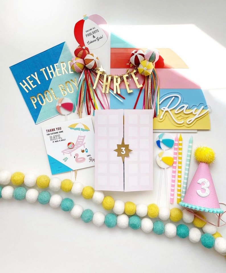 Pool Party Themed Felt Ball Garlands Collaboration With - Etsy