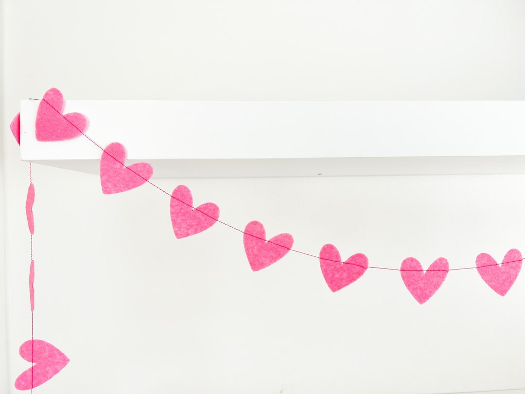Mini Pink Heart Felt Garland, Bunting, Banner - Valentine's Day ...