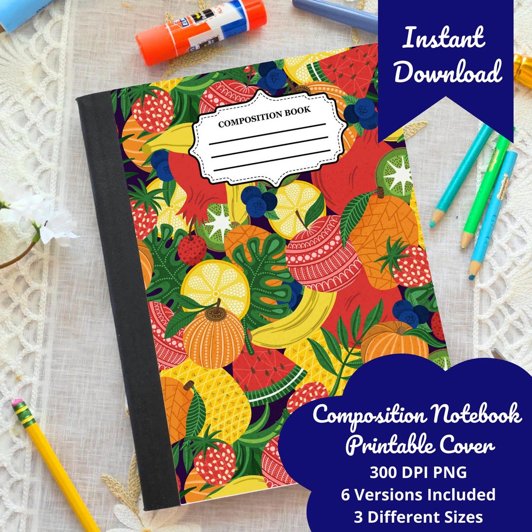 Tropical Fruit Notebook Cover Printable: Colorful Medley (digital ...