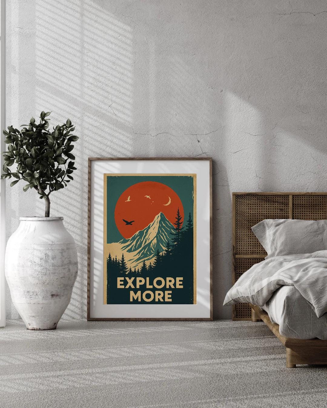 Vintage Mountain Poster, Retro Travel Wall Art, Nature Landscape Print ...