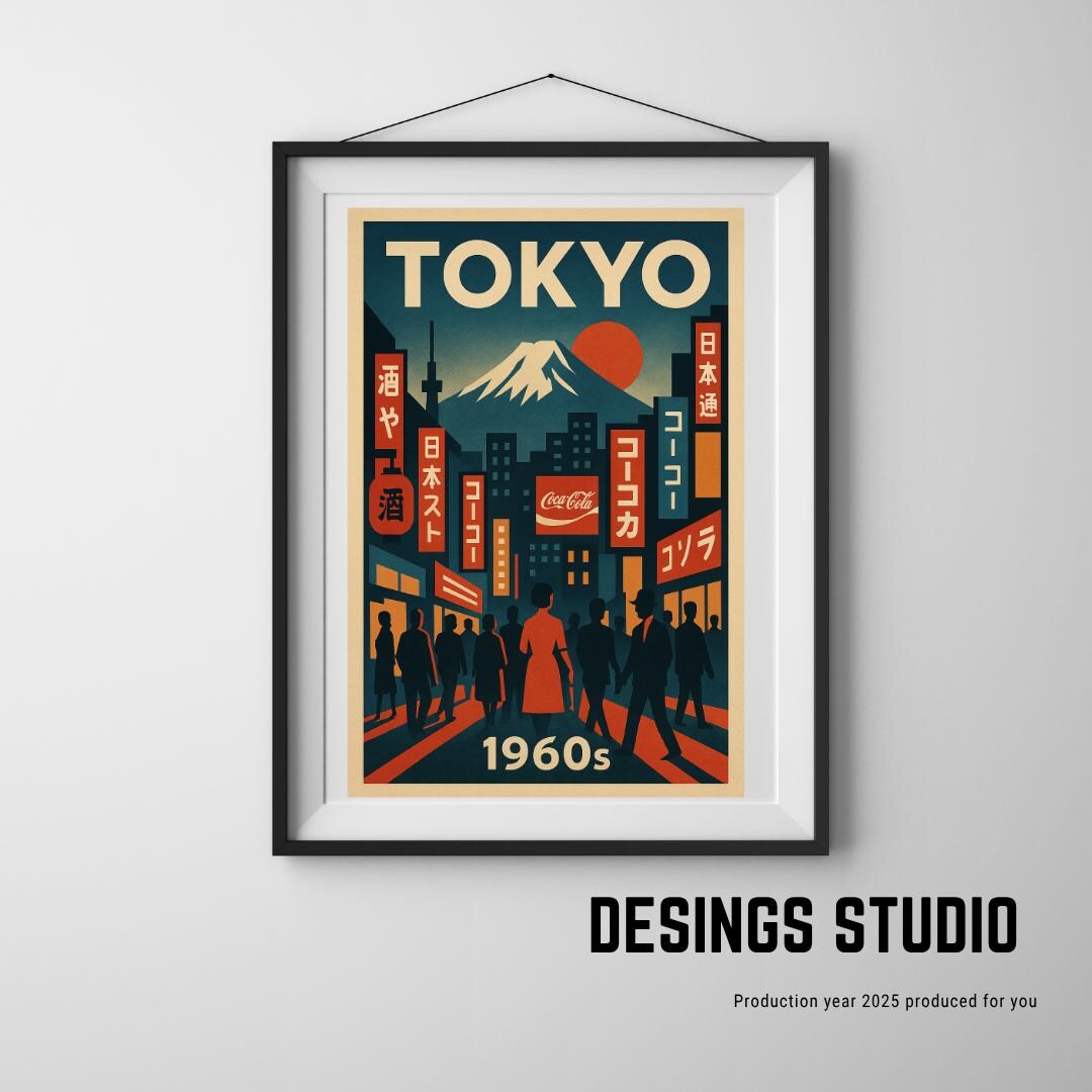 Tokyo 1960s Poster – Vintage Japan Travel Print, Retro Cityscape Wall ...