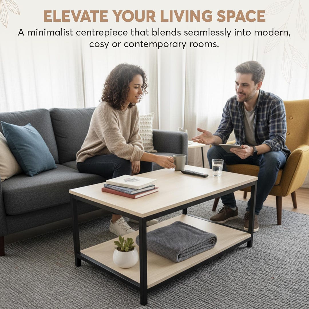 Modern Oak Coffee Table – Screwless Easy Assembly Centre Table for ...