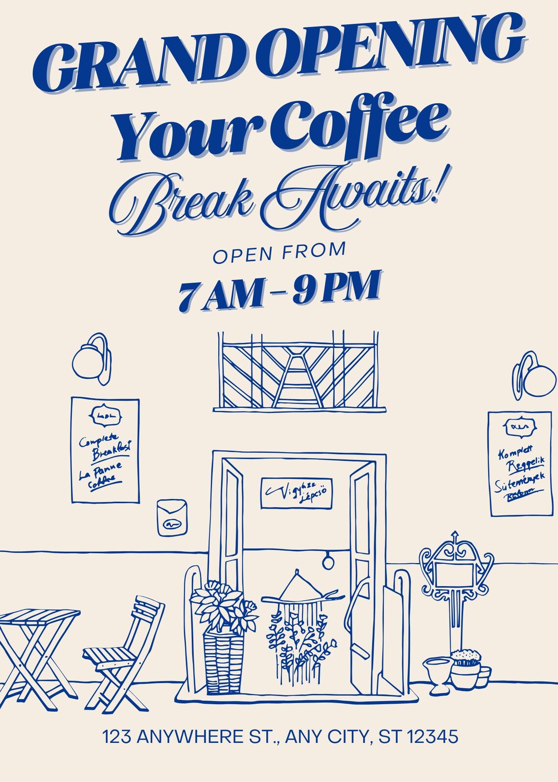 Grand Opening Coffee Shop Flyer Editable Template, Café Announcement ...