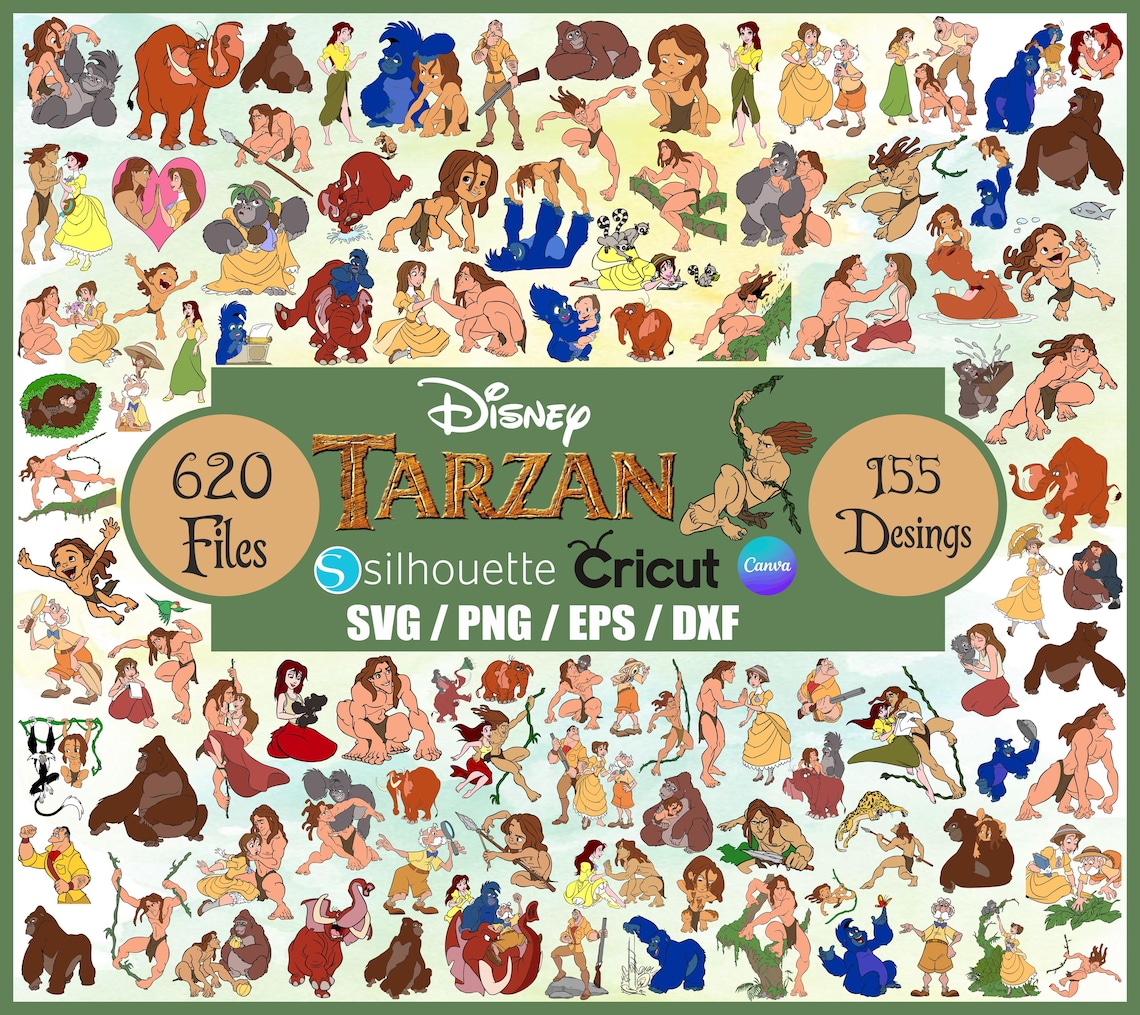 Tarzan PNG Bundle, Tarzan Clipart, Tarzan SVG, Tarzan and Jane PNG ...