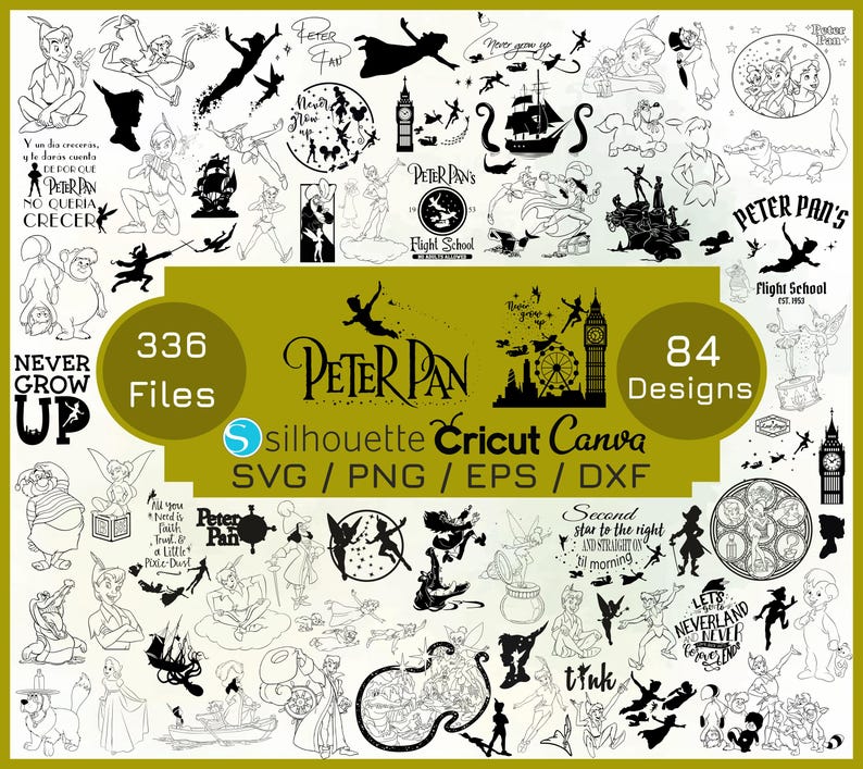 Peter Pan Svg Bundle,peter Pan Silhoutette, SVG T Shirt Svg for Shirt ...