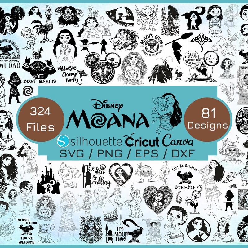 Moana Clipart Outlines - Etsy