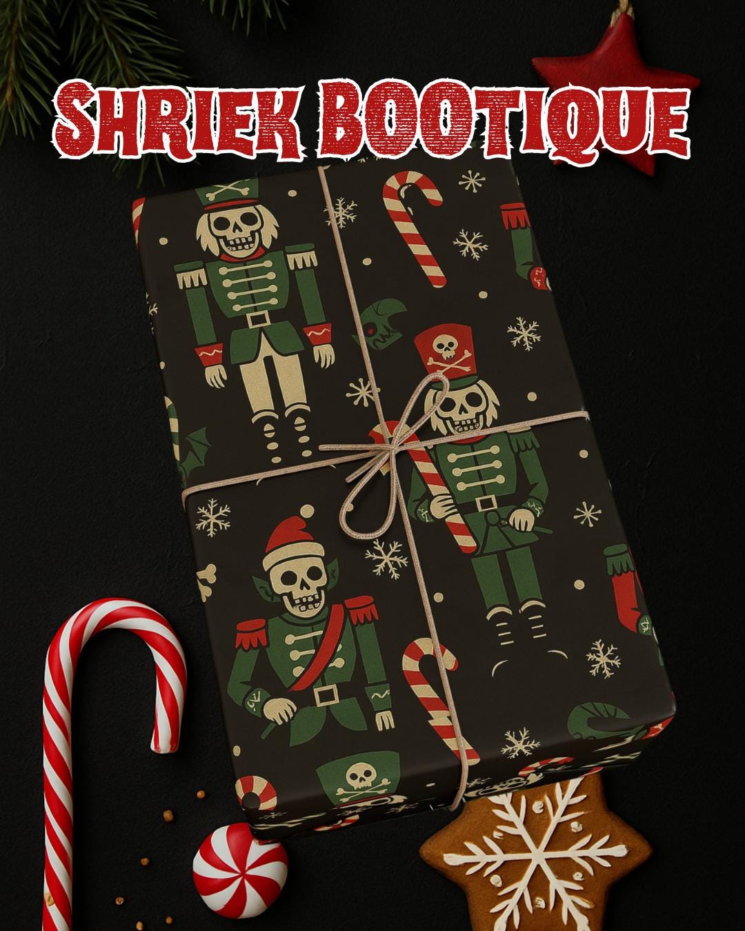 Skeleton Nutcracker Wrapping Paper Spooky Gothic Creepmas - Etsy