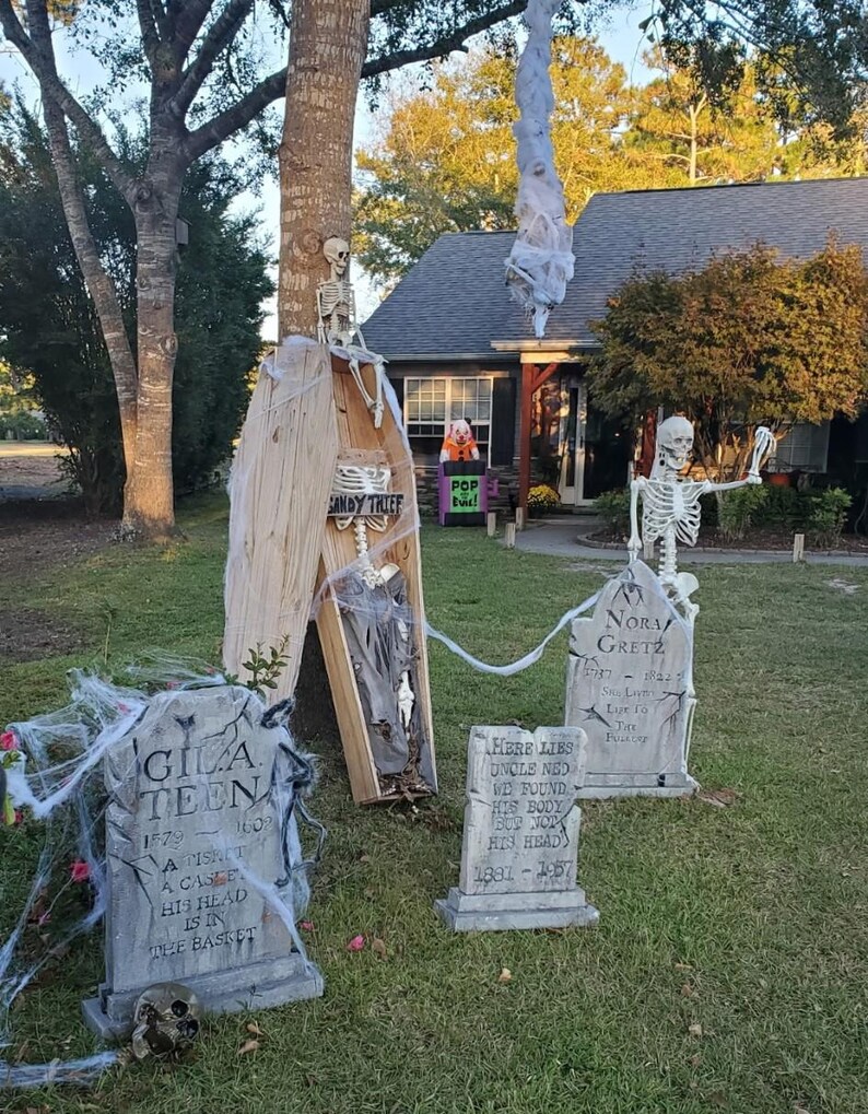 Life Size Handcrafted Haunted Headstone Decor Spooky Halloween ...