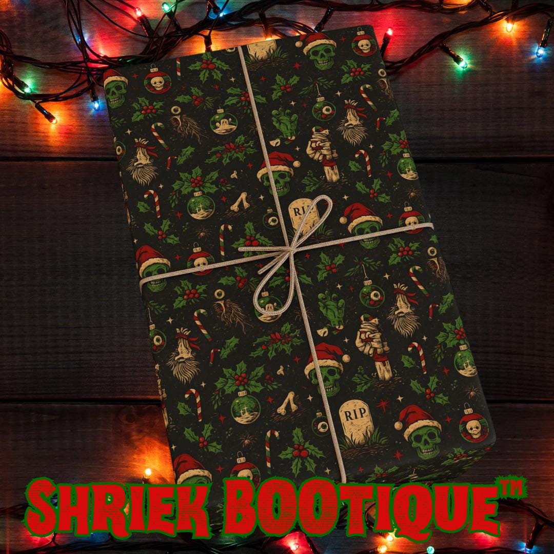 Creepmas Crypt Keeper Wrapping Paper Haunted Holiday Icons Gothic ...