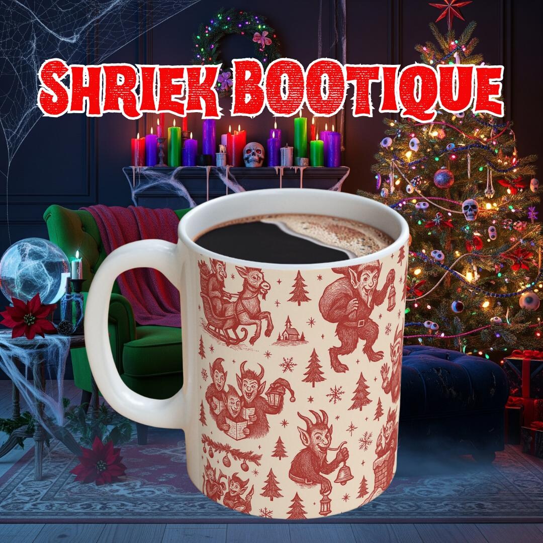 Krampus Candy Crunch Mug Creepmas Toile Holiday Cup Christmas Yankee ...