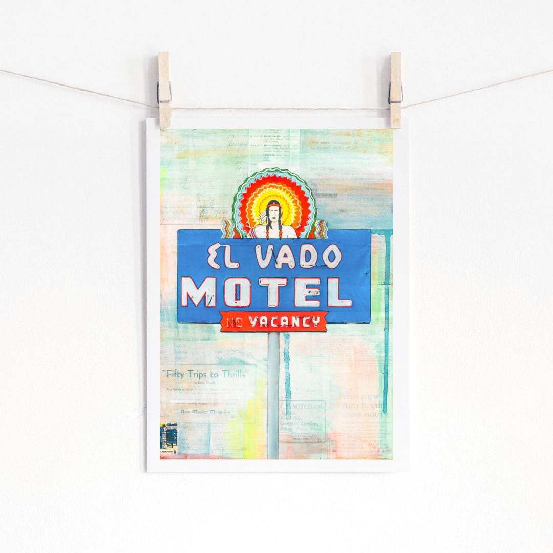 Retro Motel Sign Print Vintage Motel Print Neon Sign Print Mid-century ...