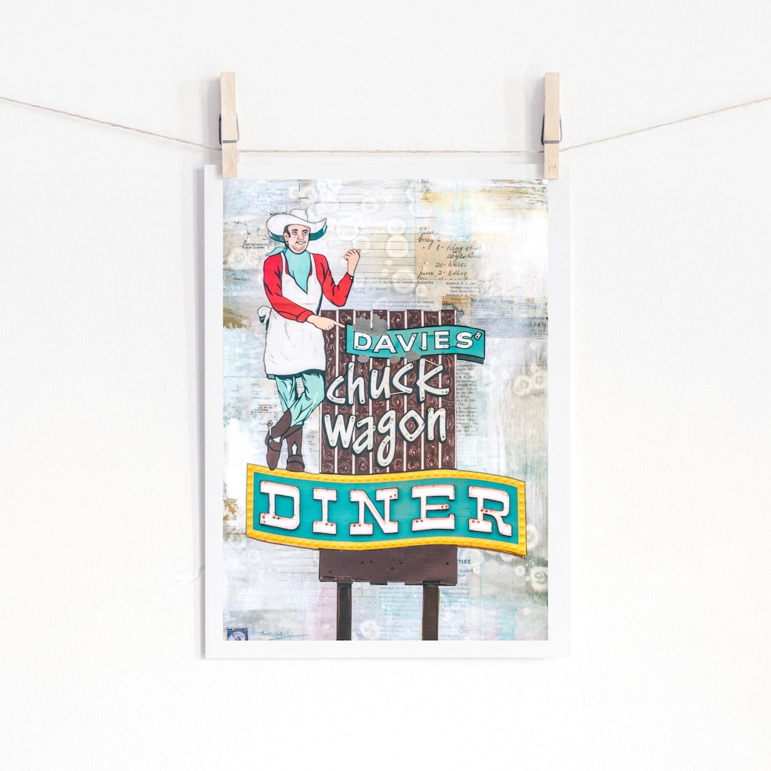 Retro Diner Sign Print Neon Sign Print Print Vintage Diner Print Mid ...