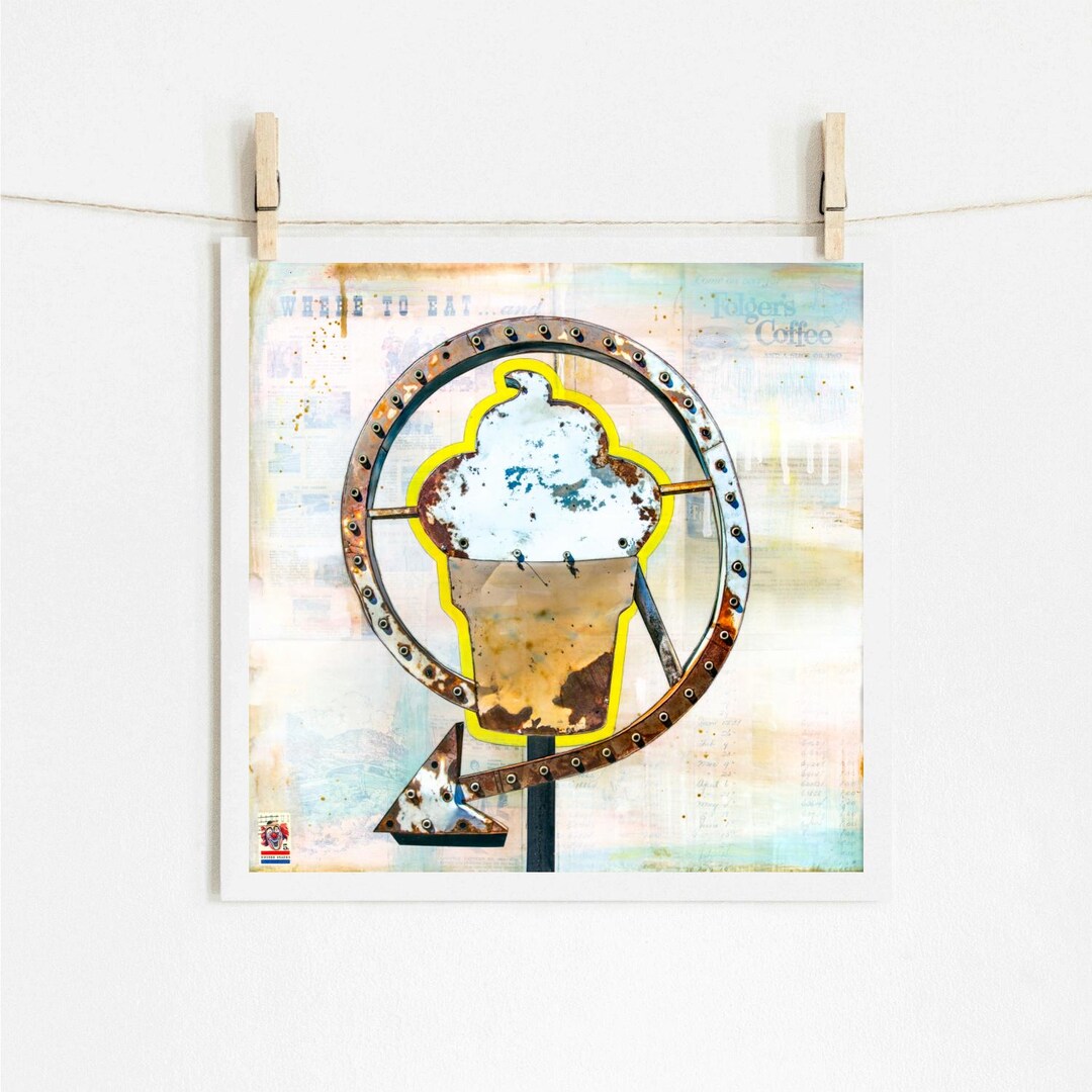 Retro Ice Cream Sign Print Vintage Sign Print Neon Sign Wall Art Wall ...