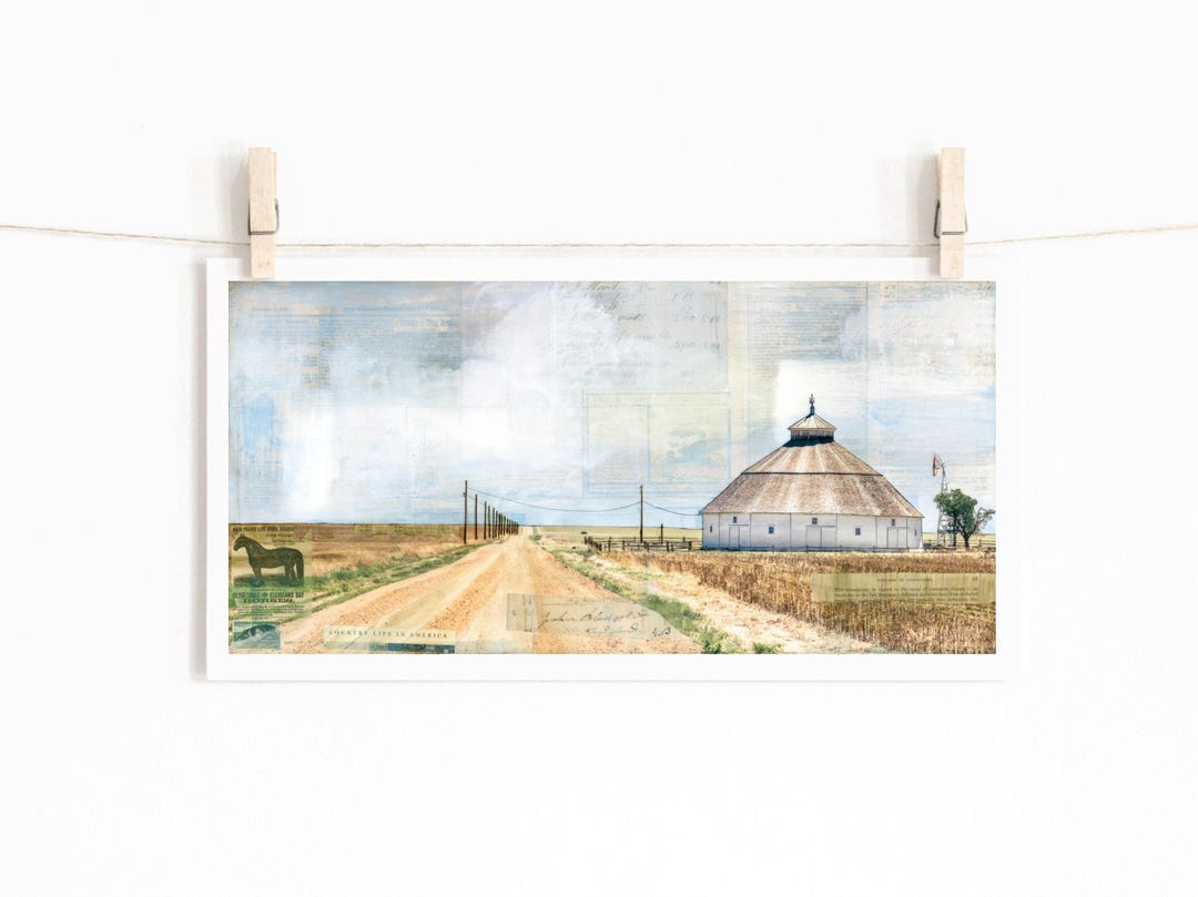 Round Barn Print White Barn Print Old Barn Print Kansas Barn Poster ...