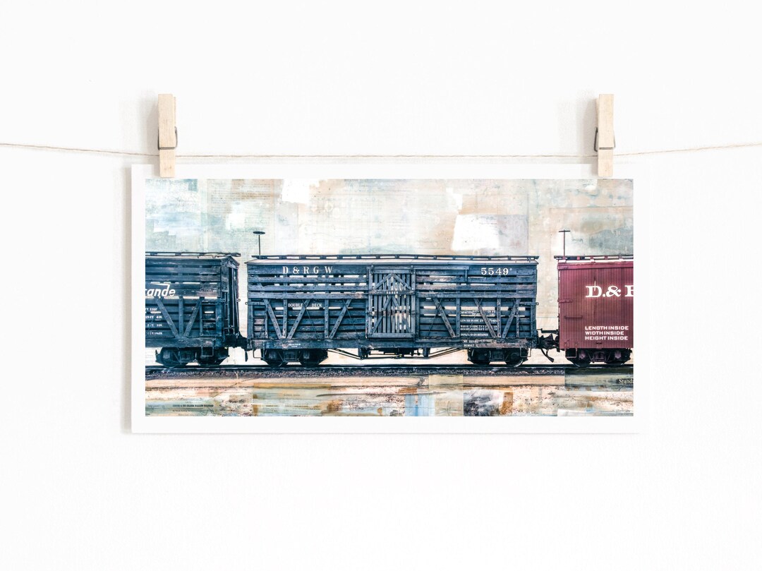 Train Cars Print Vintage Train Print Rail Cars Railroad Poster Print ...