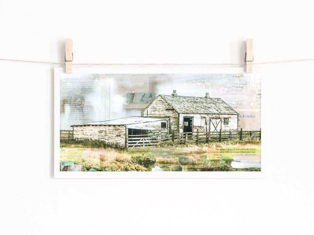White Barn Print Abandoned Barn on the Plains With Sagebrush Old Barn ...
