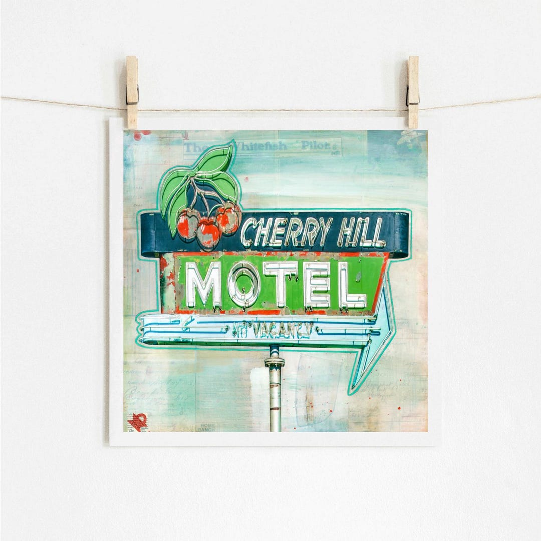 Retro Motel Sign Print Vintage Sign Print Neon Sign Print Wall Art Wall ...