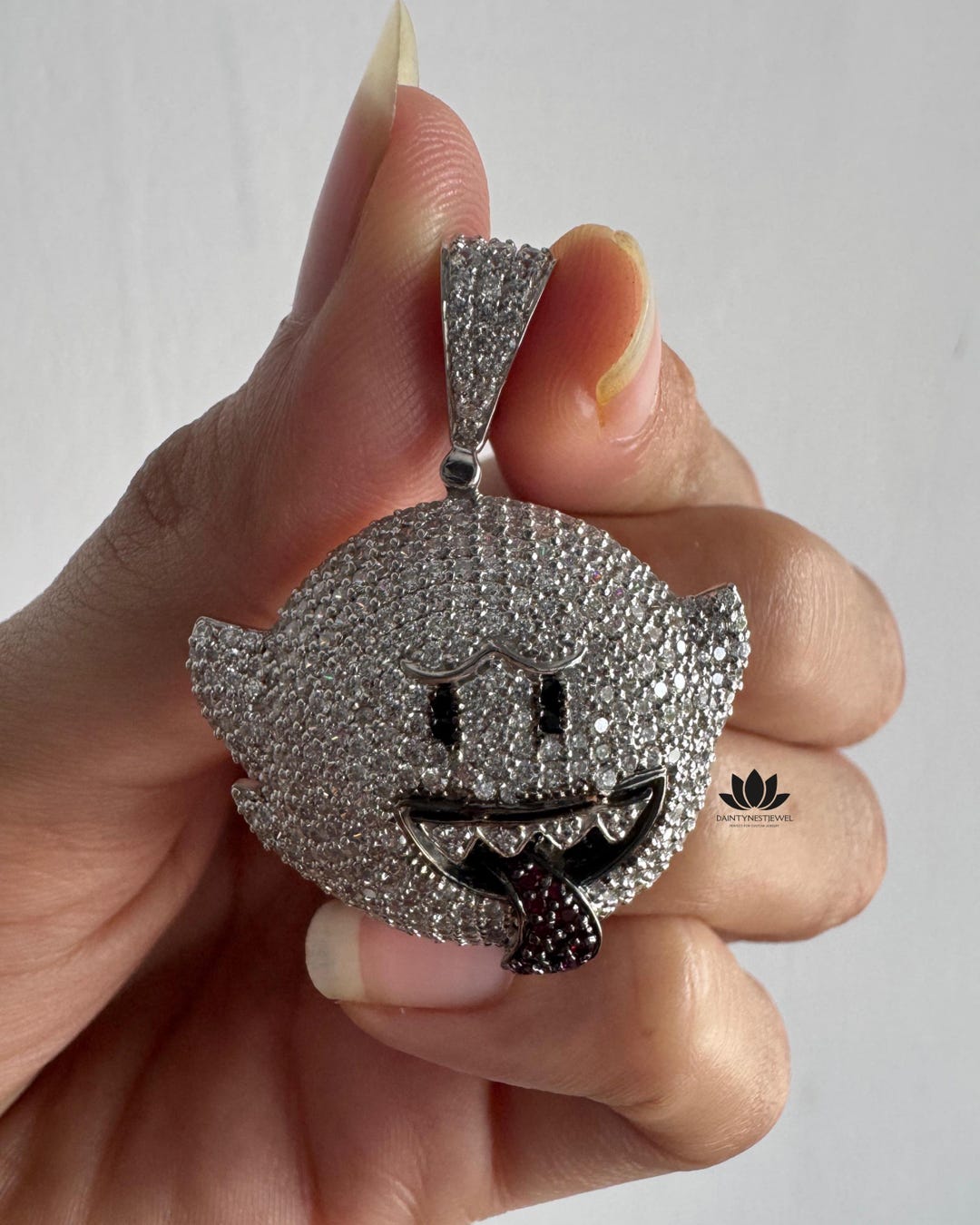 Hip Hop Bubble Flying Ghost Pendant Iced Out Boo Bling Moissanite 925 ...