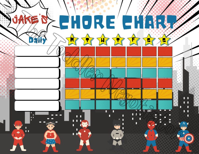 Super Hero Chore Chart (digital Download) - Etsy