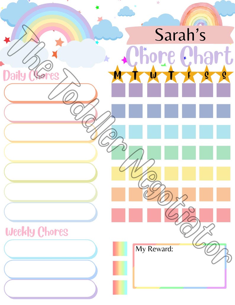Rainbow Chore Chart (digital Download) - Etsy