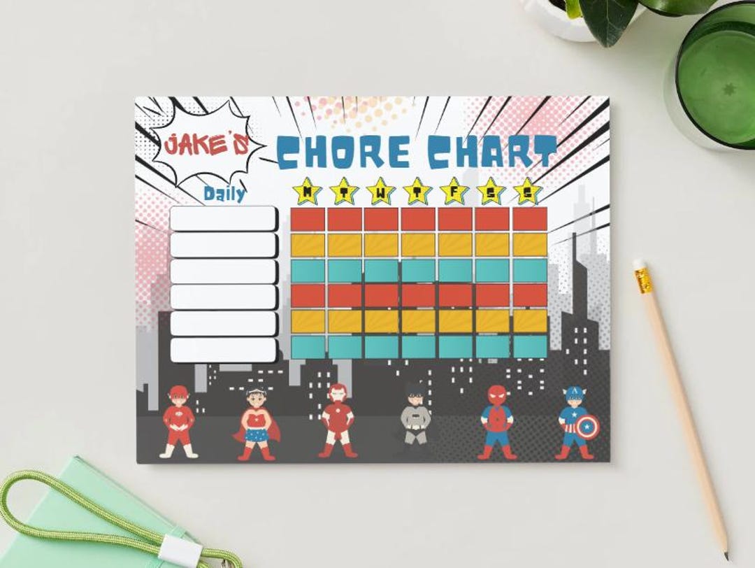 Super Hero Chore Chart (digital Download) - Etsy
