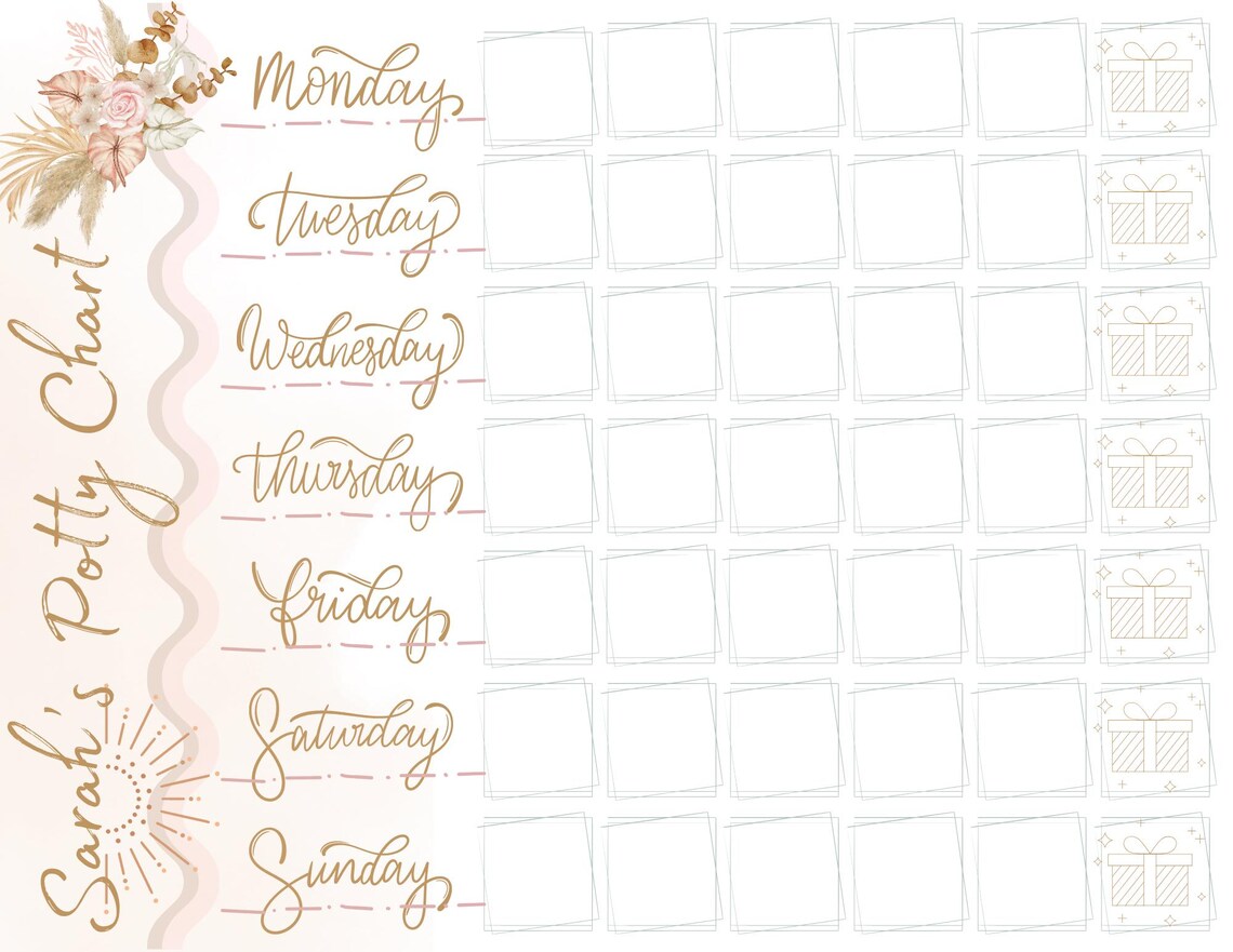 Boho Potty Chart (digital Download) - Etsy Canada
