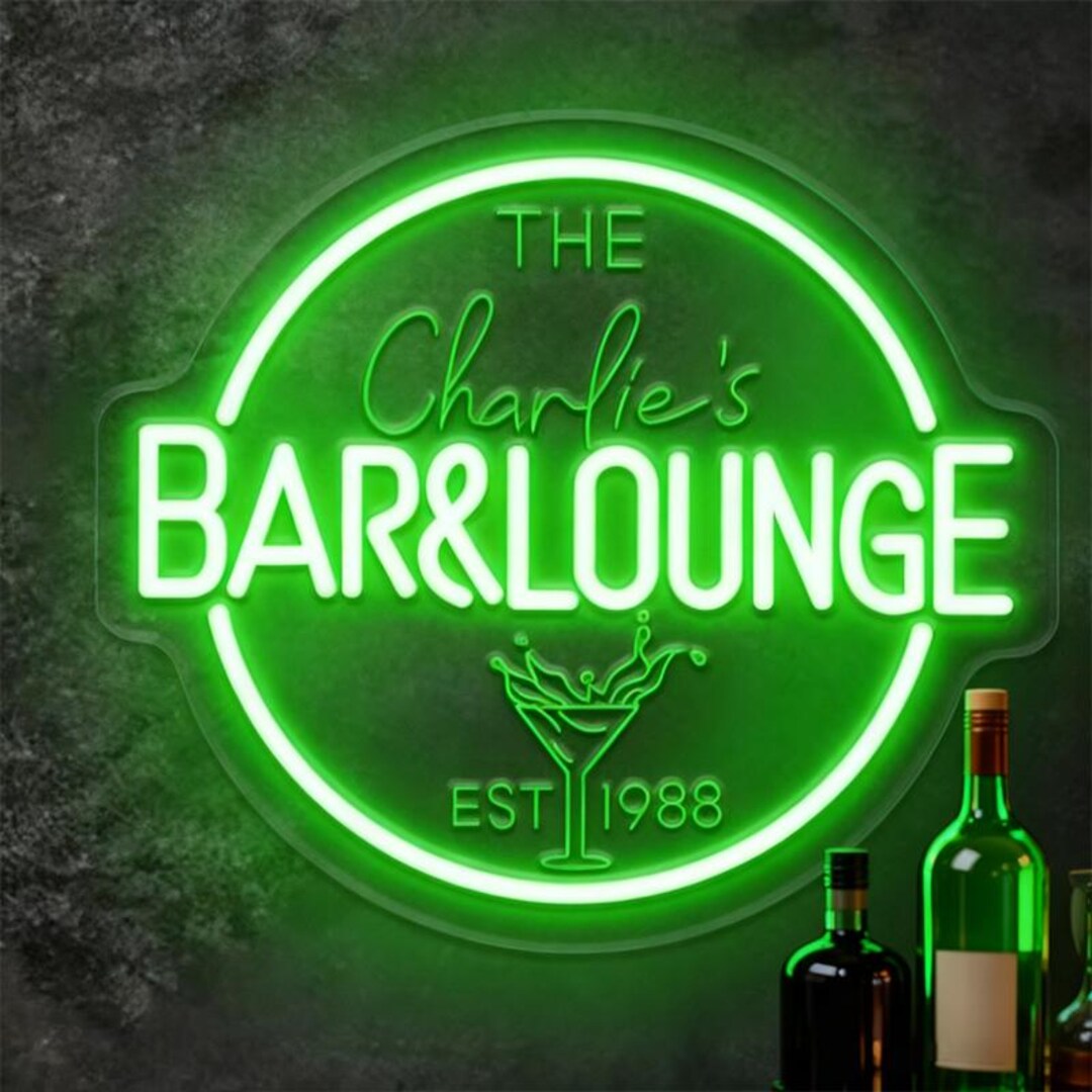 Custom Bar Name Neon Sign,bar & Lounge Sign,personalized Round Sign for ...