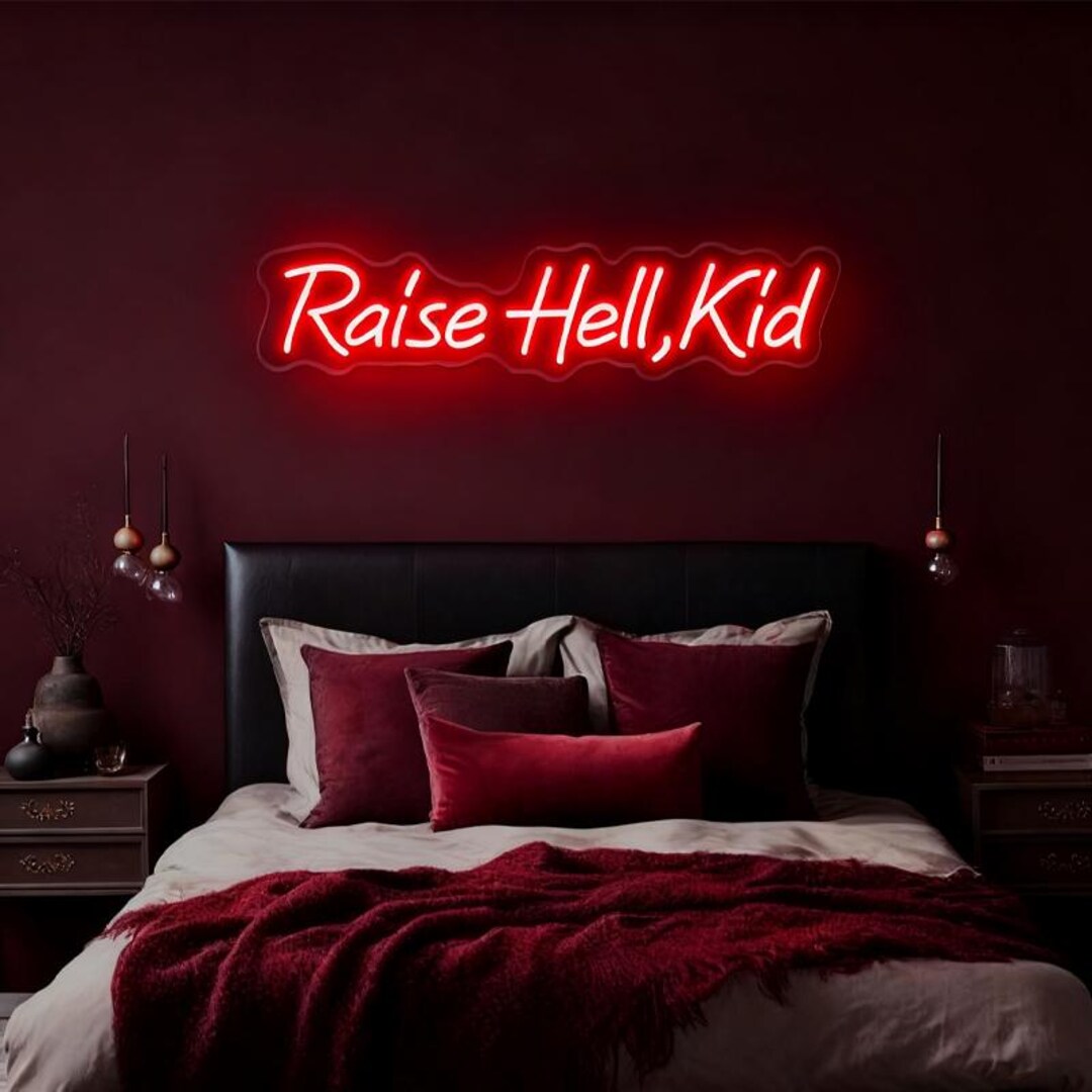 Raise Hell Kid Neon Sign,boys Room Wall Decor,gothic Neon Lights,kids ...