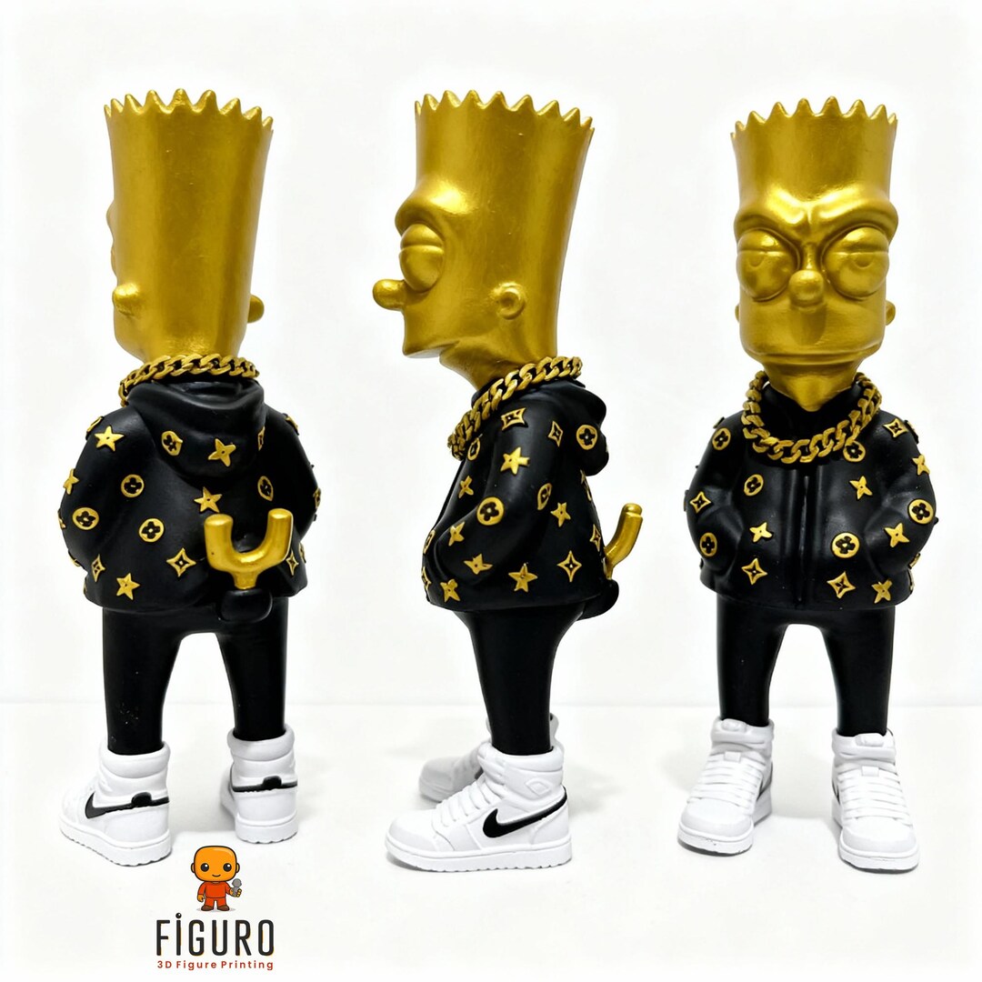 Gold Streetwear Bart – Pop Art Fan Art Statue (resin, Hand-painted ...