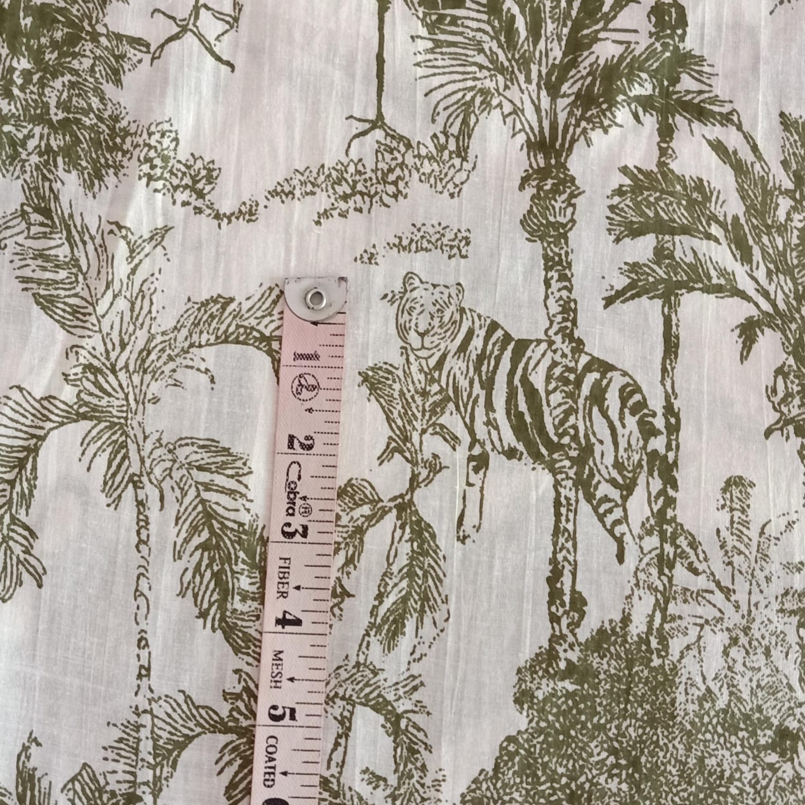 White Cotton Jungle Safari Print Fabric – Handmade Block Print by the ...
