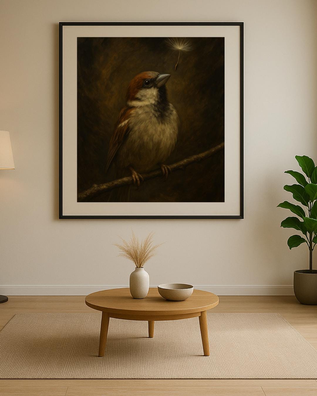 The Weightless Moment – Printable Sparrow Wall Art | Realistic Oil ...