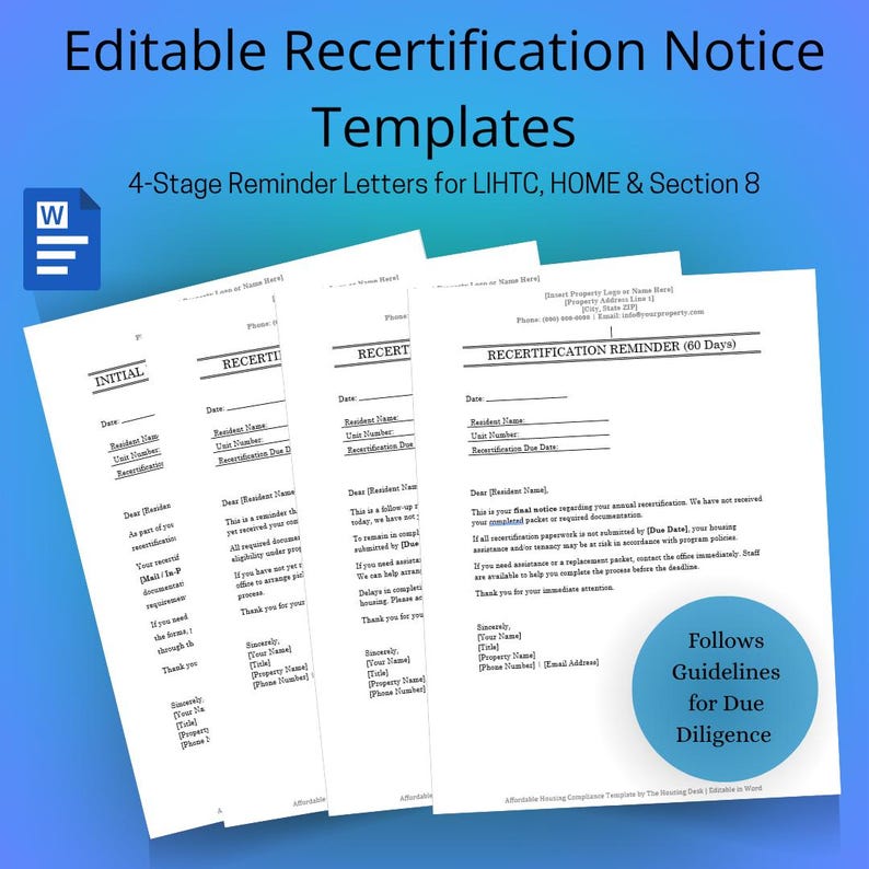 Editable Recertification Letter Templates: Affordable Housing ...