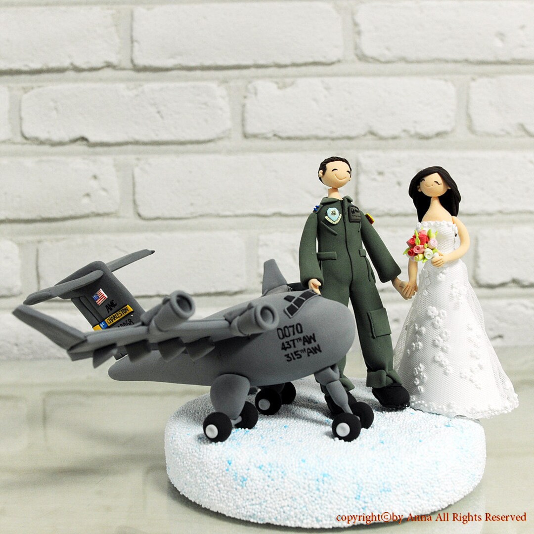 Custom Wedding Cake Topper - Pilot, Cargo Plane, Air Force - Decoration ...