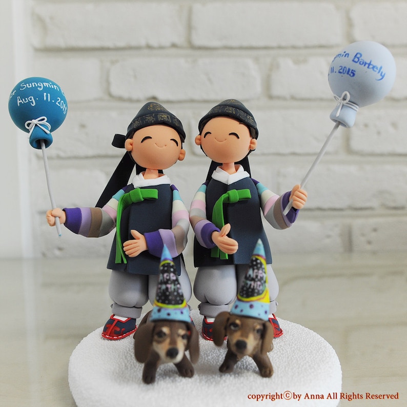 Twin in Korean Hanbok Birthday Cake Topper - Etsy