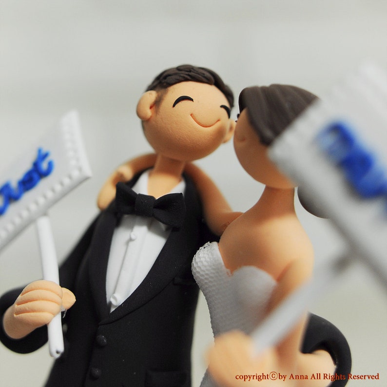 Cute Couple With Just Married Banner Wedding Cake Topper - Etsy
