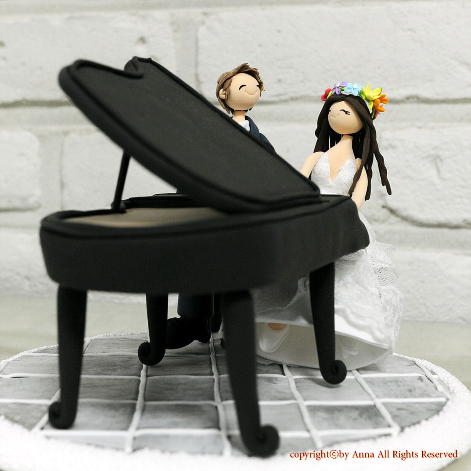 Playing Piano Couple Custom Wedding Cake Topper Decoration - Etsy