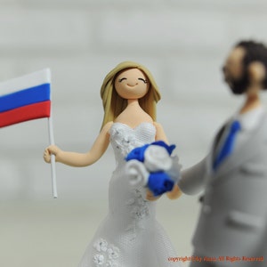 Custom Wedding Cake Topper With Their Nations' Flags - Etsy