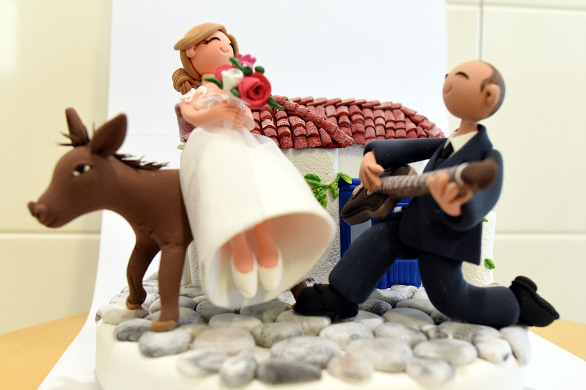 Santorini Theme Wedding Cake Topper Destination Wedding | Etsy