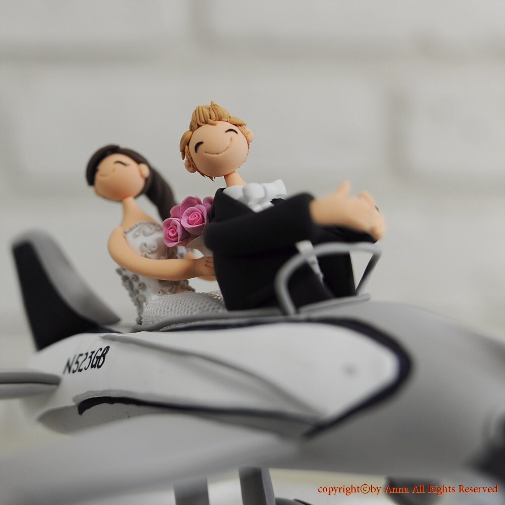 Airplane Pilot Theme Custom Wedding Cake Topper - Etsy