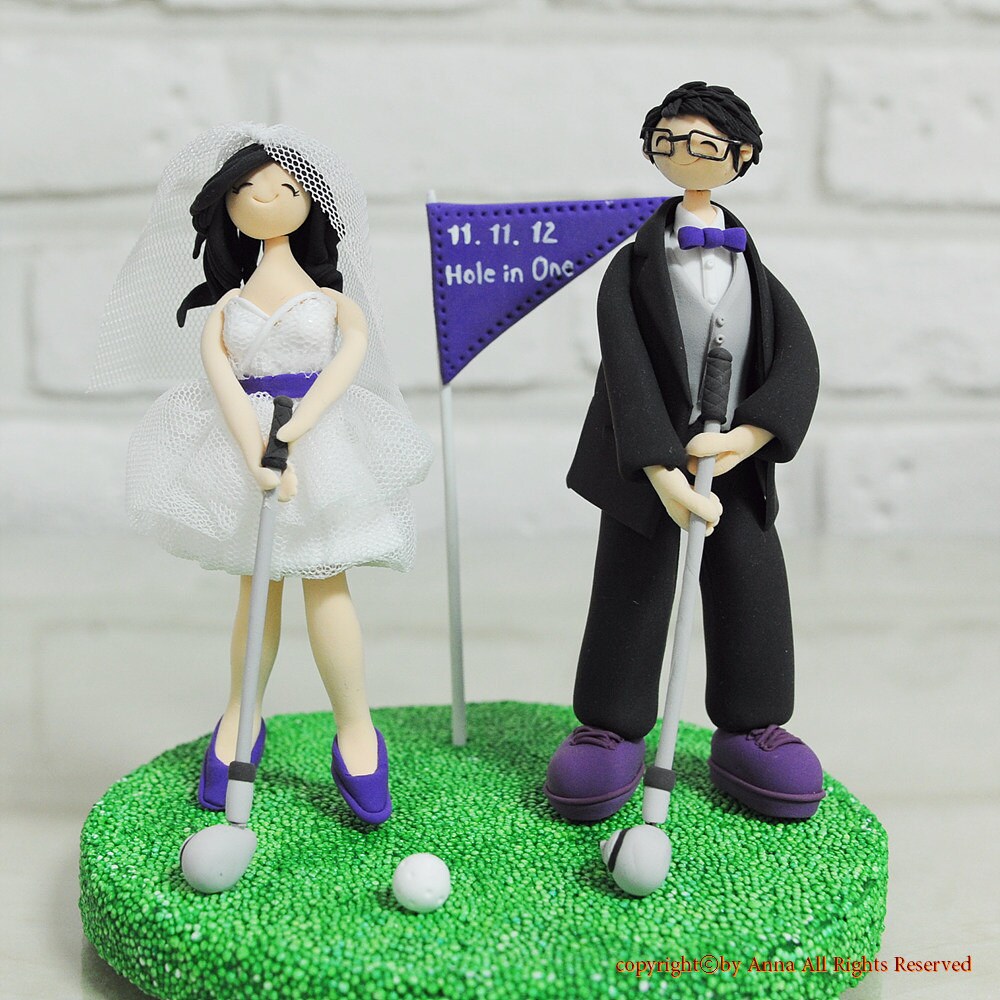 Playing golf couple custom wedding cake topper gift decoration | Etsy