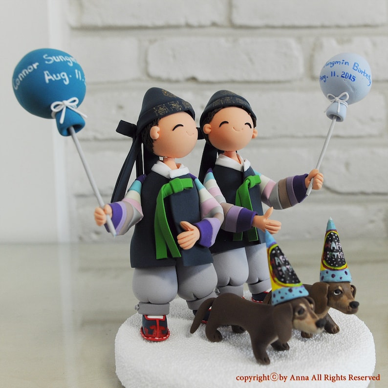 Twin in Korean Hanbok Birthday Cake Topper - Etsy